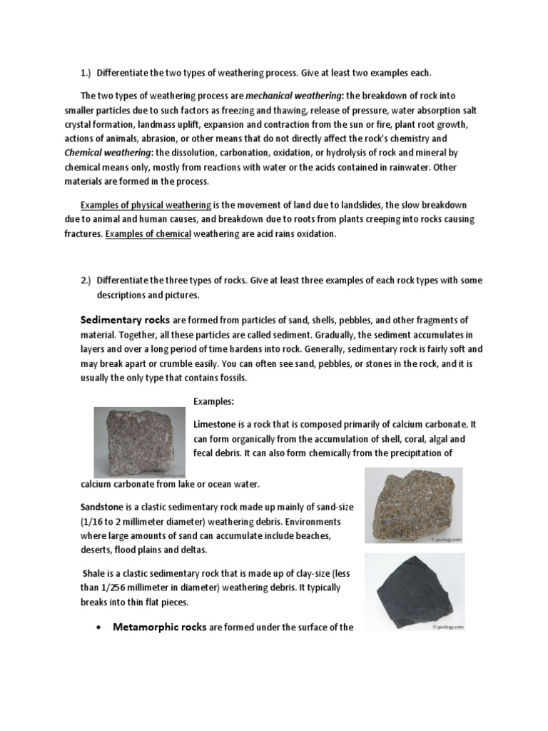 Differentiate the Two Types of Weathering Process | Rock (Geology ...