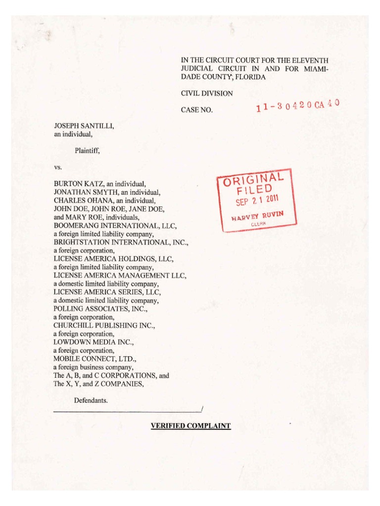 Lawsuit v. Burton Katz, Miami, FL | PDF