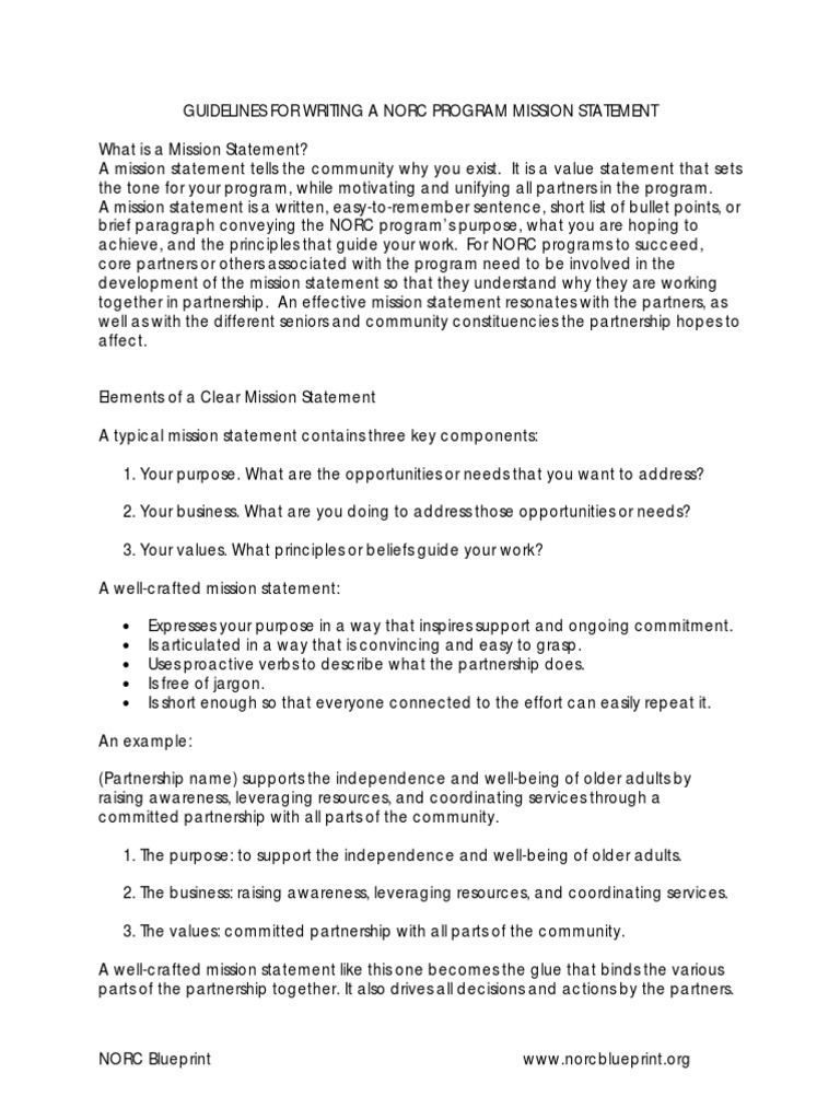 Mission Statement Guidelines | PDF | Business