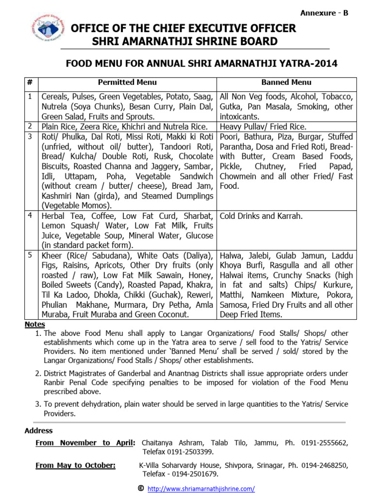 Food Menu Yatra-2014 | PDF | Vegetables | Breads