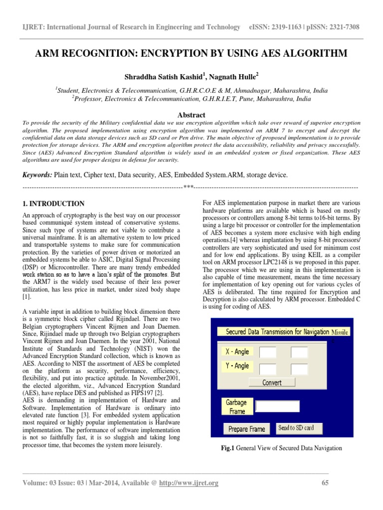 Arm Recognition Encryption by Using Aes Algorithm | PDF | Cryptography ...