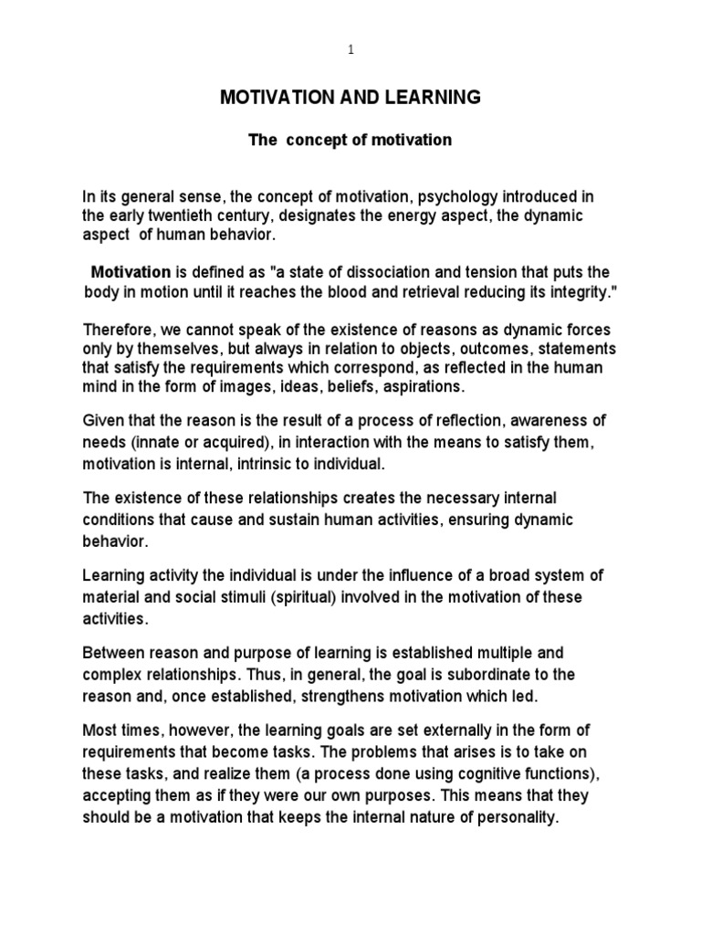 Concept of Motivation | PDF | Motivation | Motivational