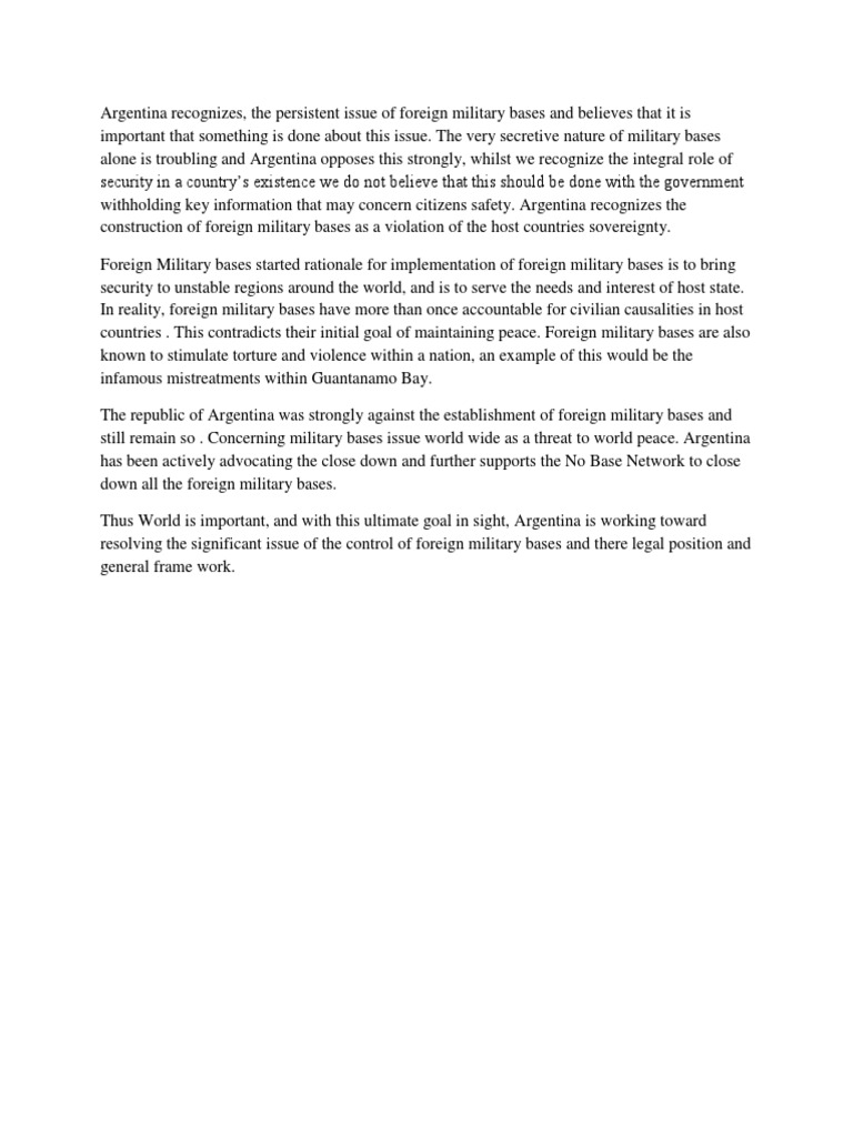 Argentina's Stance on Foreign Military Bases | PDF