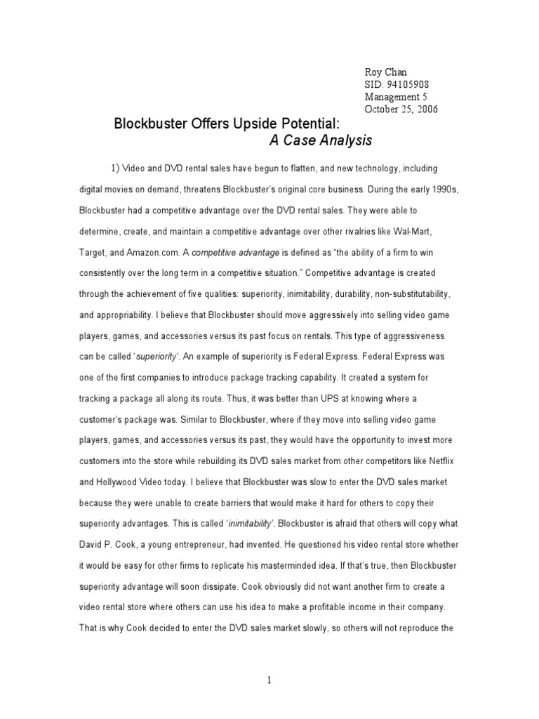Blockbuster's Strategic Revival Analysis | PDF | Competitive Advantage ...