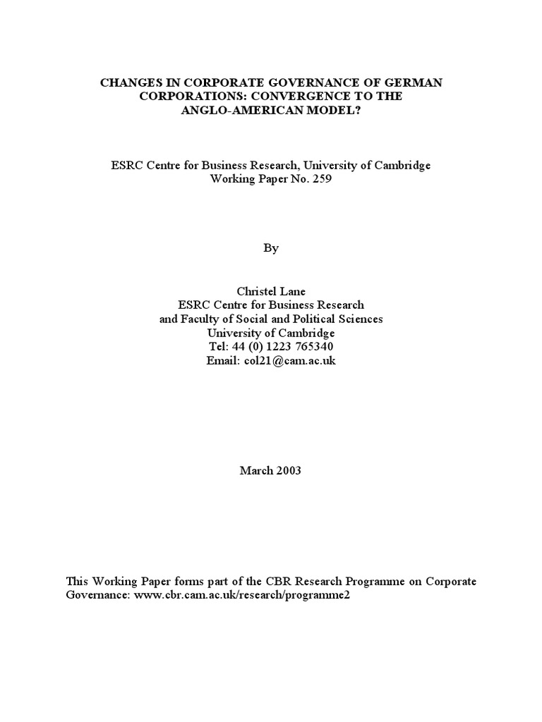 German Corporate Governance Changes | PDF | Corporate Governance ...