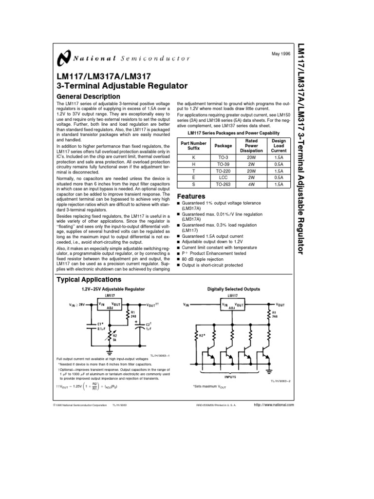 LM117 LM317A LM317 3-Terminal Adjustable Regulator | PDF | Capacitor ...