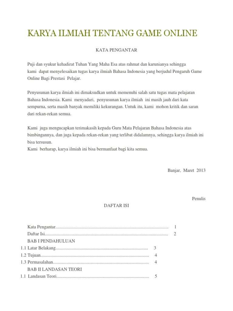 Karya Ilmiah Tentang Game Online | PDF