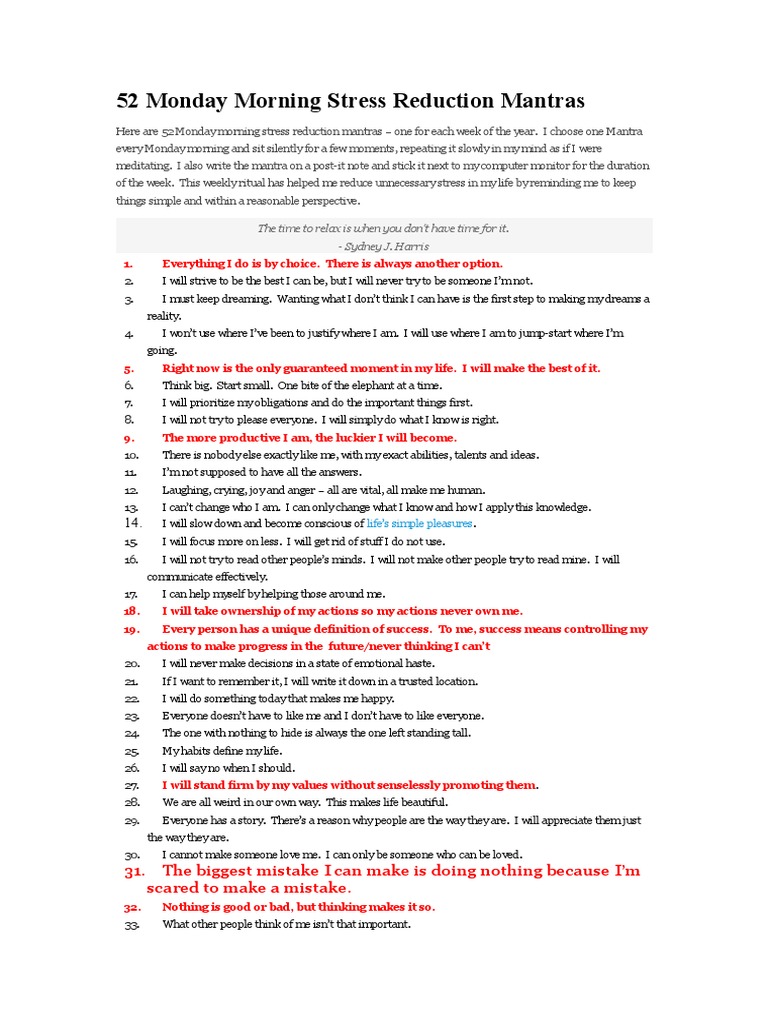 52 Monday Morning Q | PDF | Wellness | Lifestyle