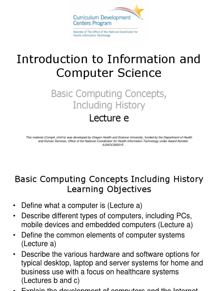 Introduction To Information and Computer Science: Basic Computing ...