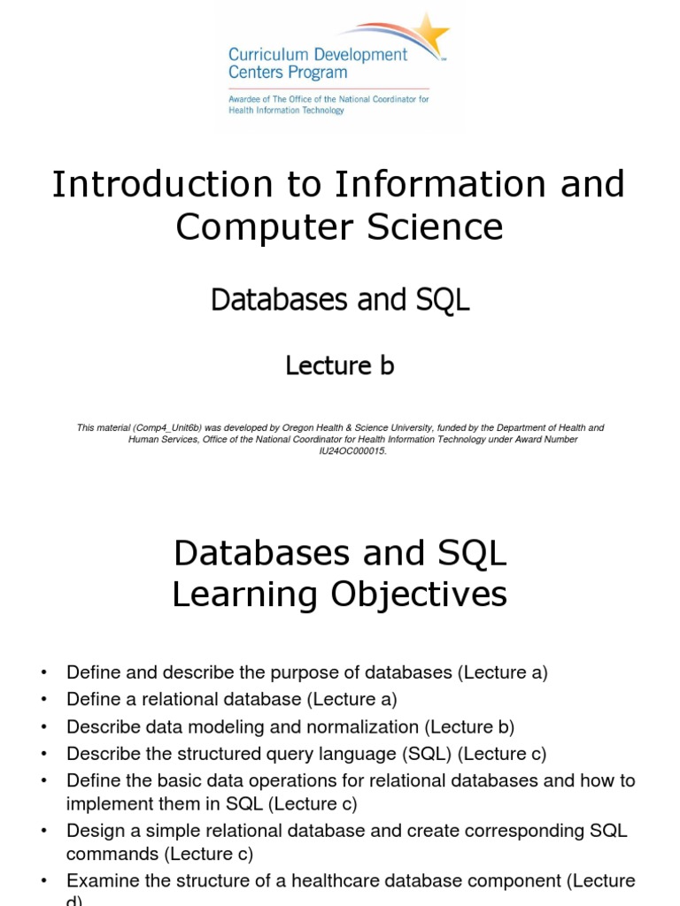 Introduction To Information and Computer Science | PDF | Databases | Sql