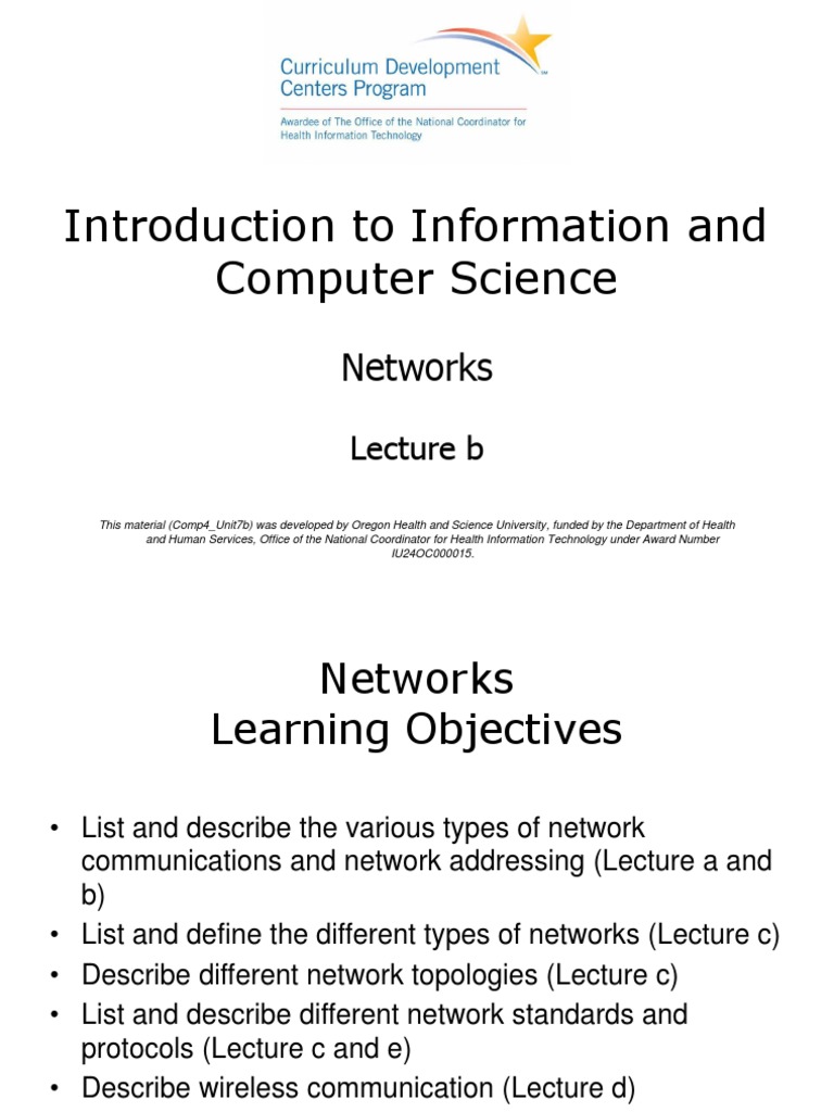 Introduction To Information and Computer Science: Networks | PDF | Ip Address | I Pv6