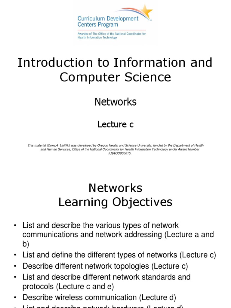 Introduction To Information and Computer Science: Networks | PDF ...