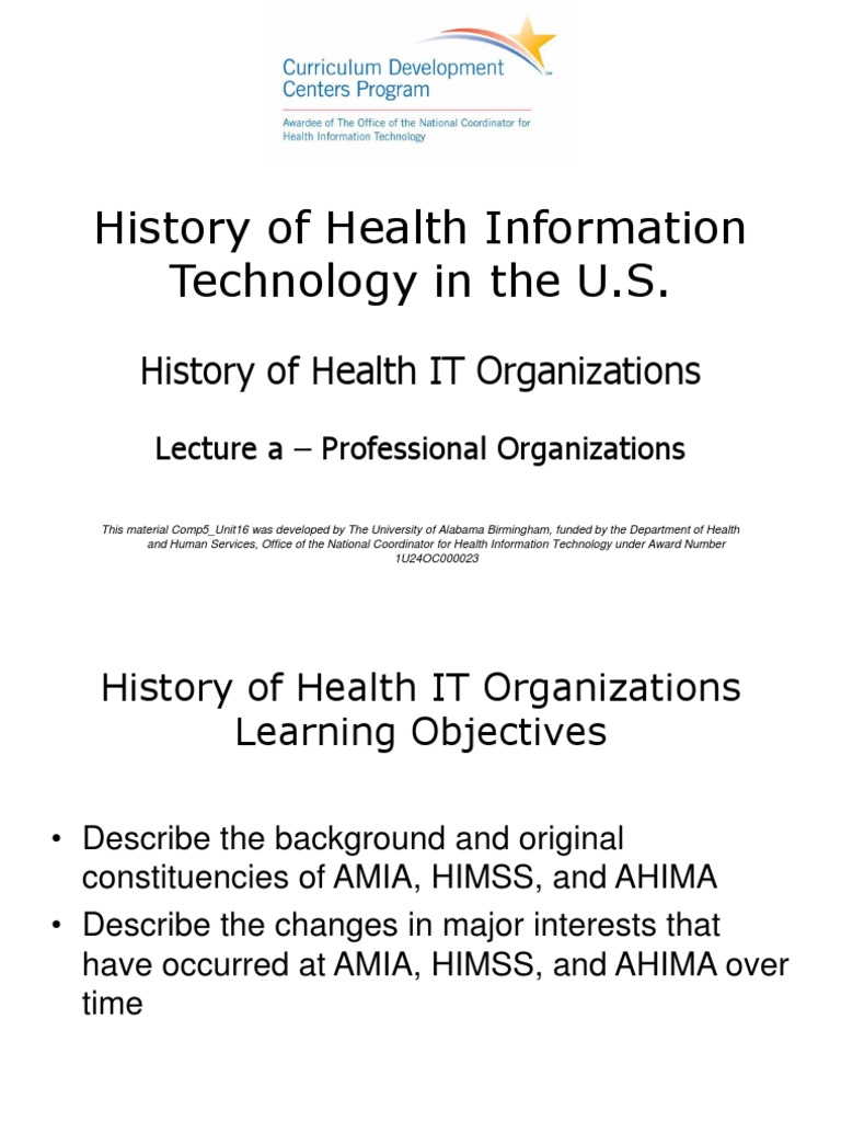 History of Health Information Technology in The U.S | PDF | Health ...