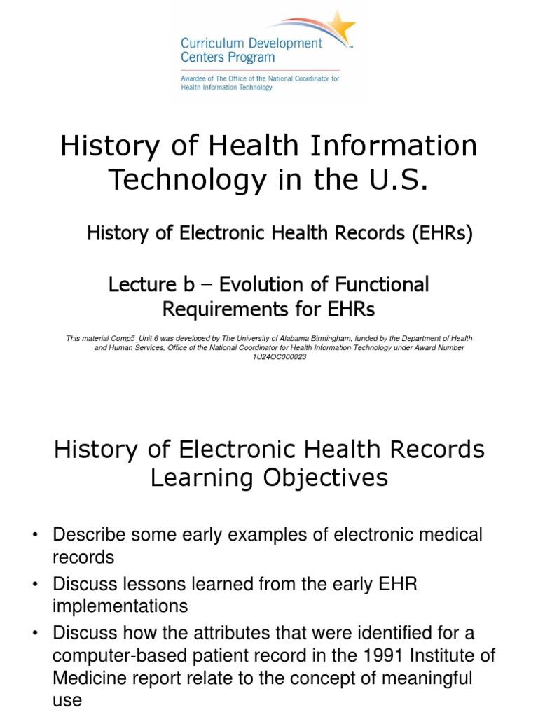 History of Health Information Technology in The U.S | PDF | Electronic ...