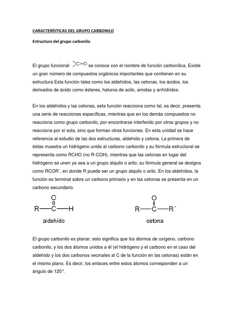 Características Del Grupo Carbonilo | PDF | Cetona | Polaridad química