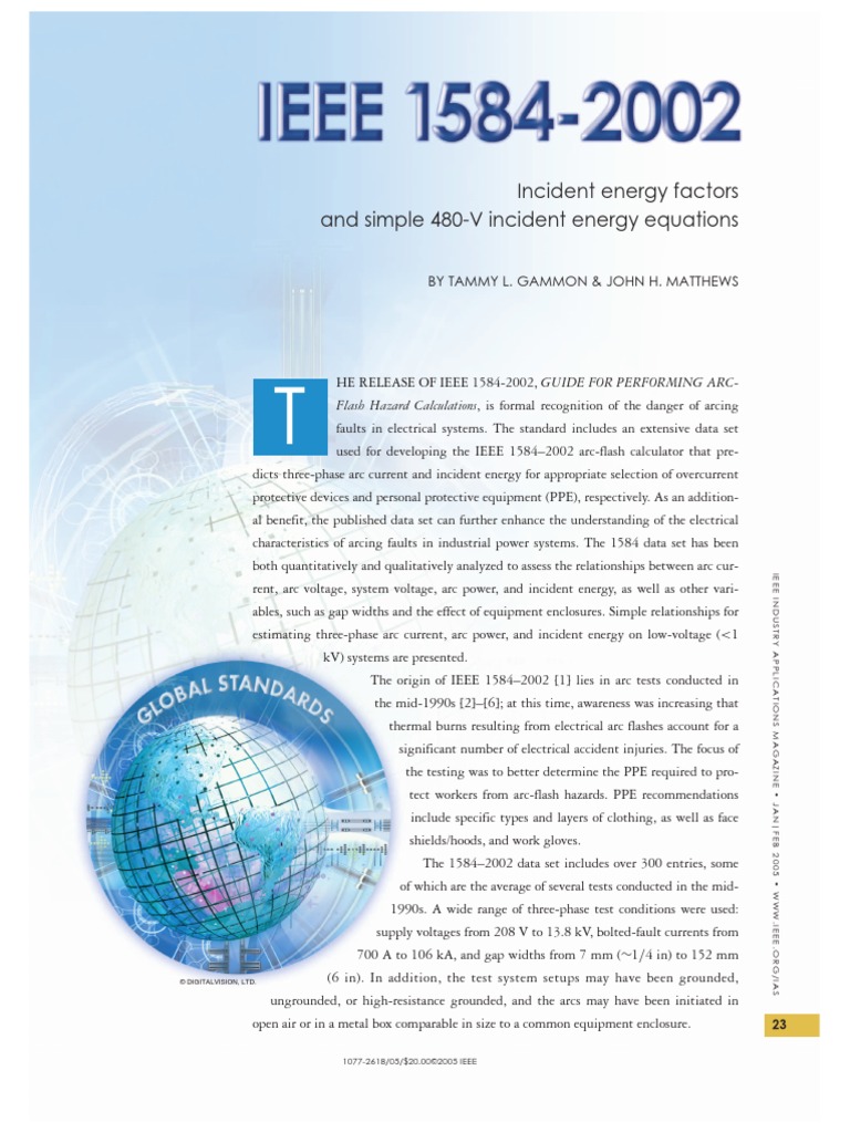 Ieee 1584 - 2002 Incident Energy Factors and Simple 480 V Incident Energyb Equations | PDF ...