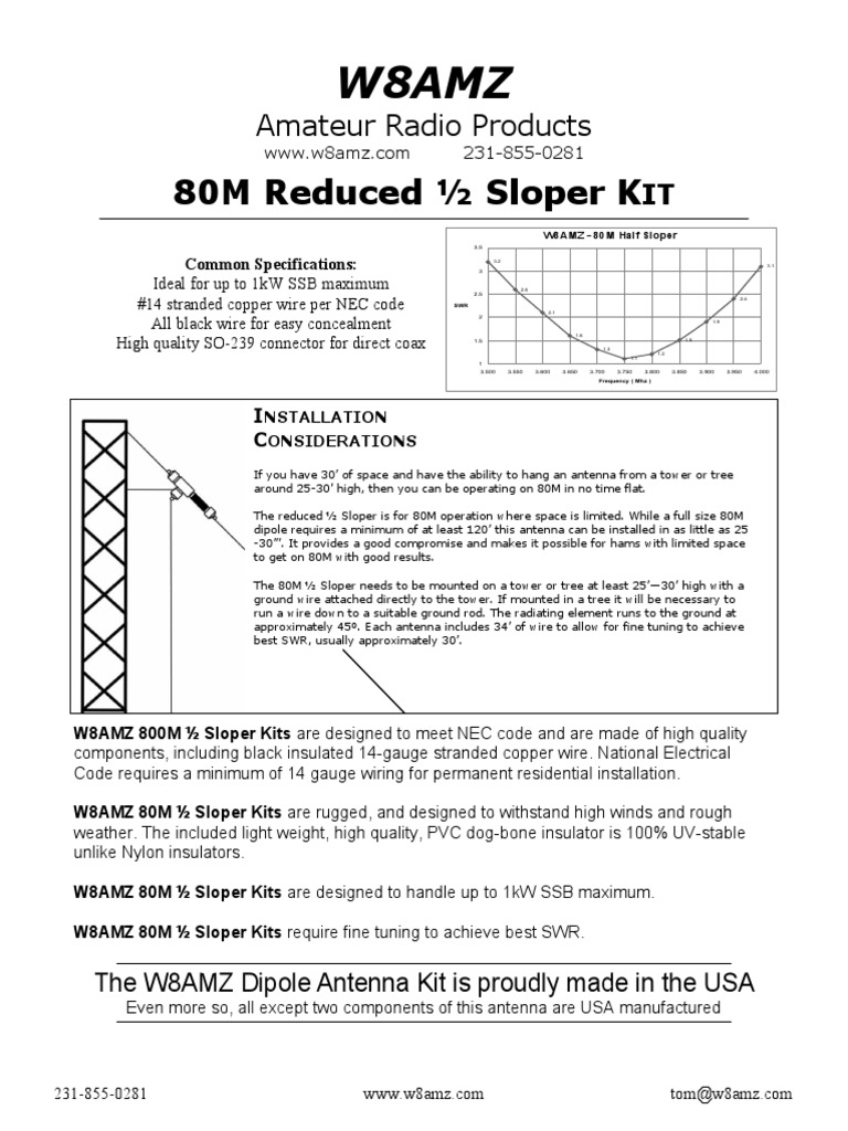 80m Half-Sloper - Manual | PDF | Antenna (Radio) | Coaxial Cable