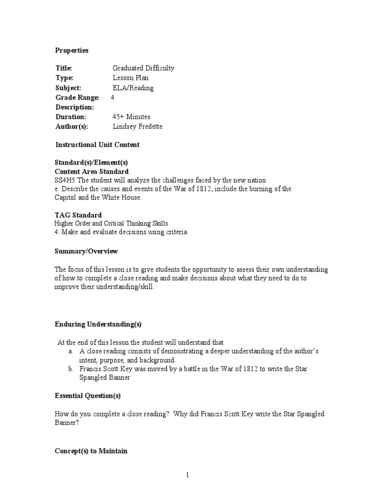 Fredette Graduated Difficulty Model Lesson | PDF