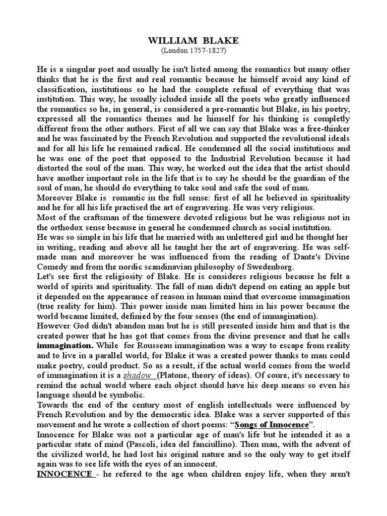 William Blake | PDF | Imagination | Religion And Belief