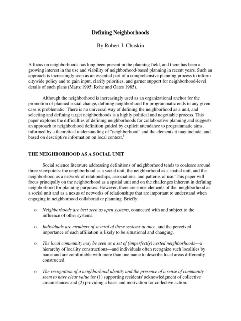 Defining Neighborhoods | PDF | Neighbourhood | Community