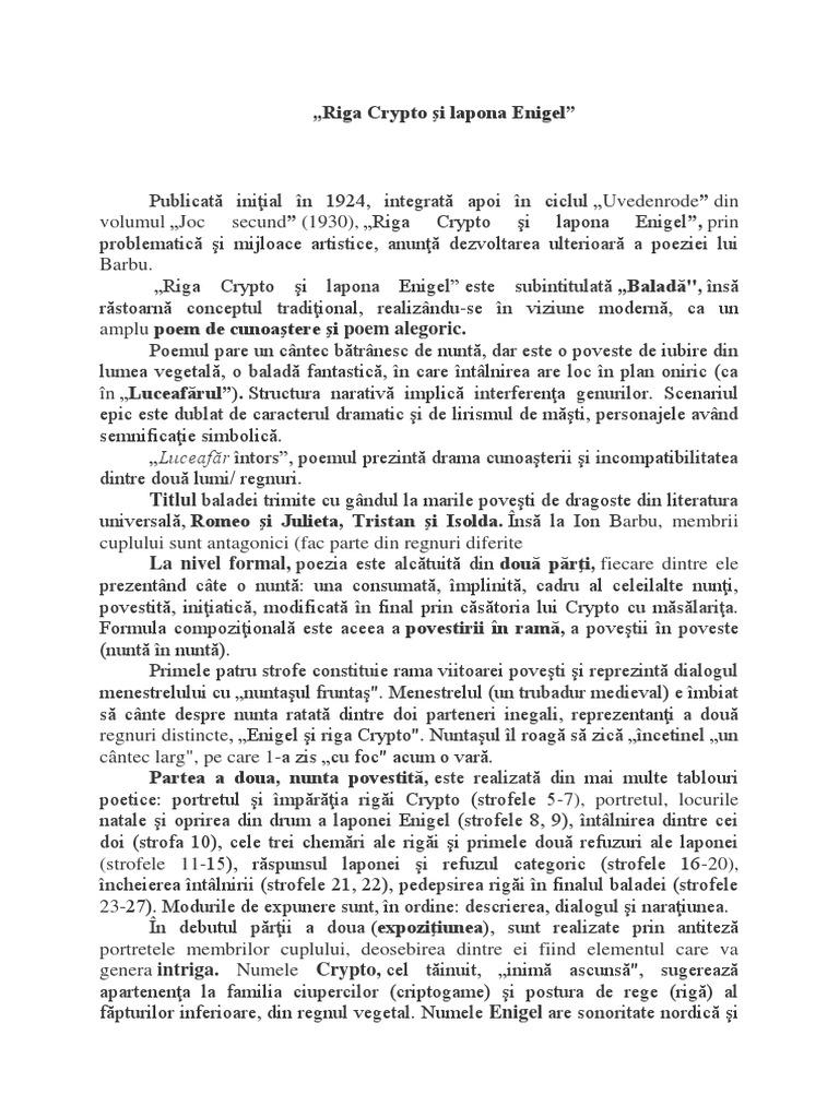„Riga Crypto şi lapona Enigel” Eseu