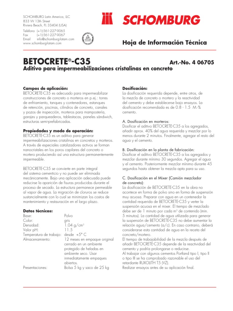 Ficha Tecnica Baxim Betocrete C35 | PDF