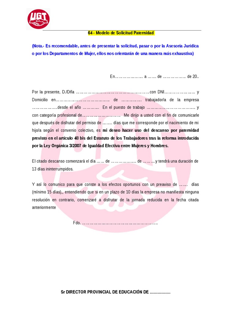 64 - Modelo de Solicitud Paternidad | PDF