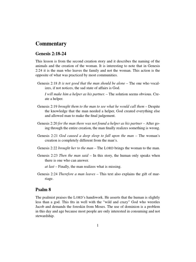 Genesis 2:18 24 | PDF | God The Father | Gospel Of Mark