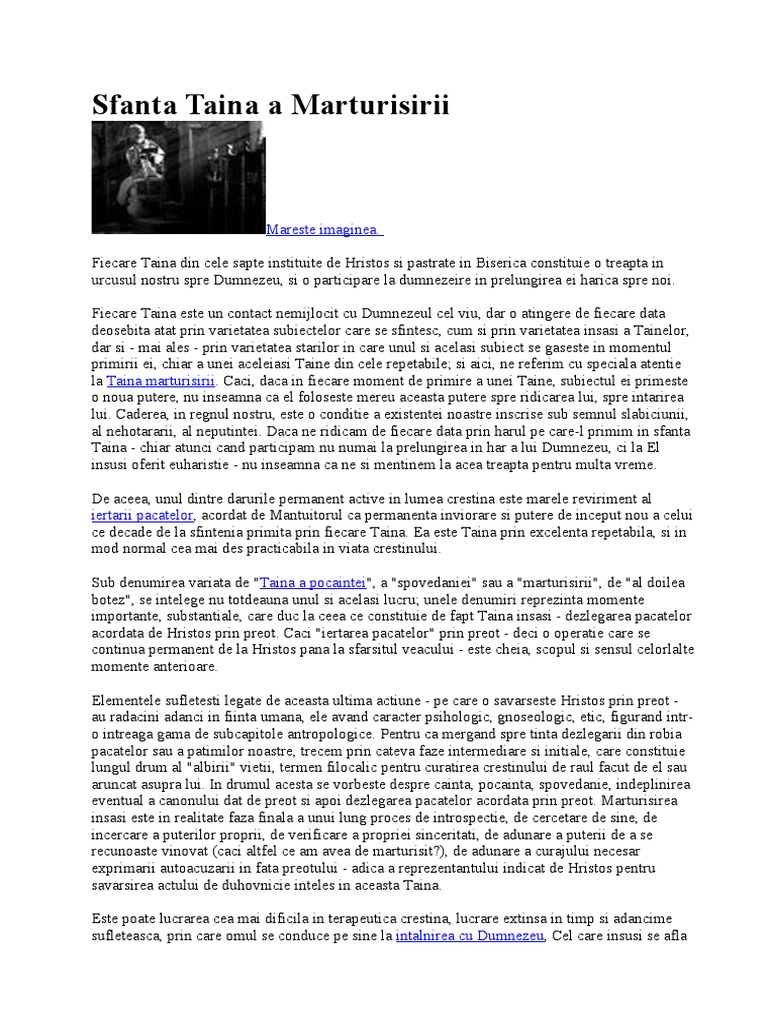 Sfanta Taina A Marturisirii | PDF