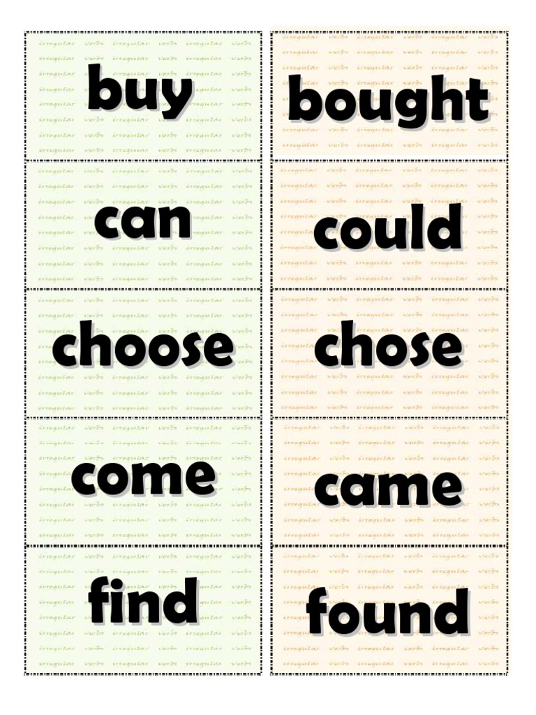 Irregular Verbs Cut Up Cards | PDF
