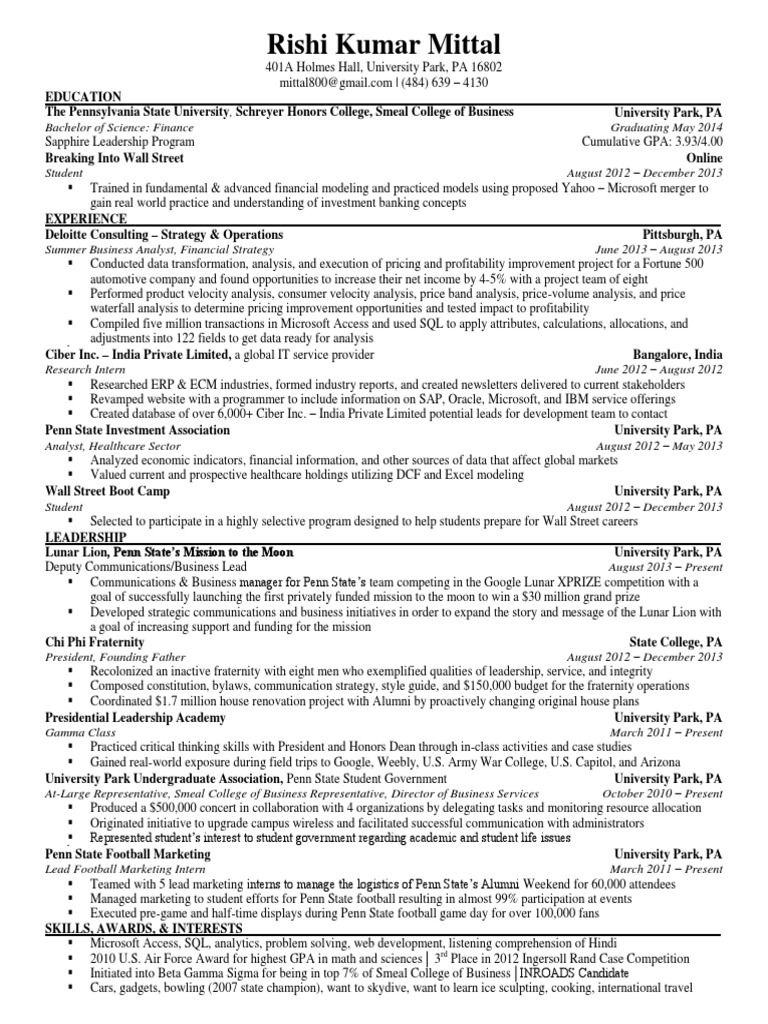 Mittal Resume SP14 | PDF | Pennsylvania State University | Pennsylvania
