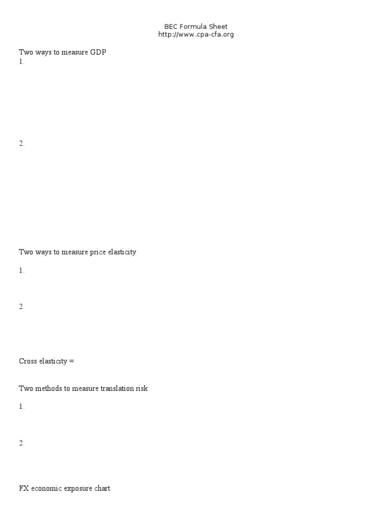 BEC Formula Sheet Mini Test | PDF | Net Present Value | Financial ...