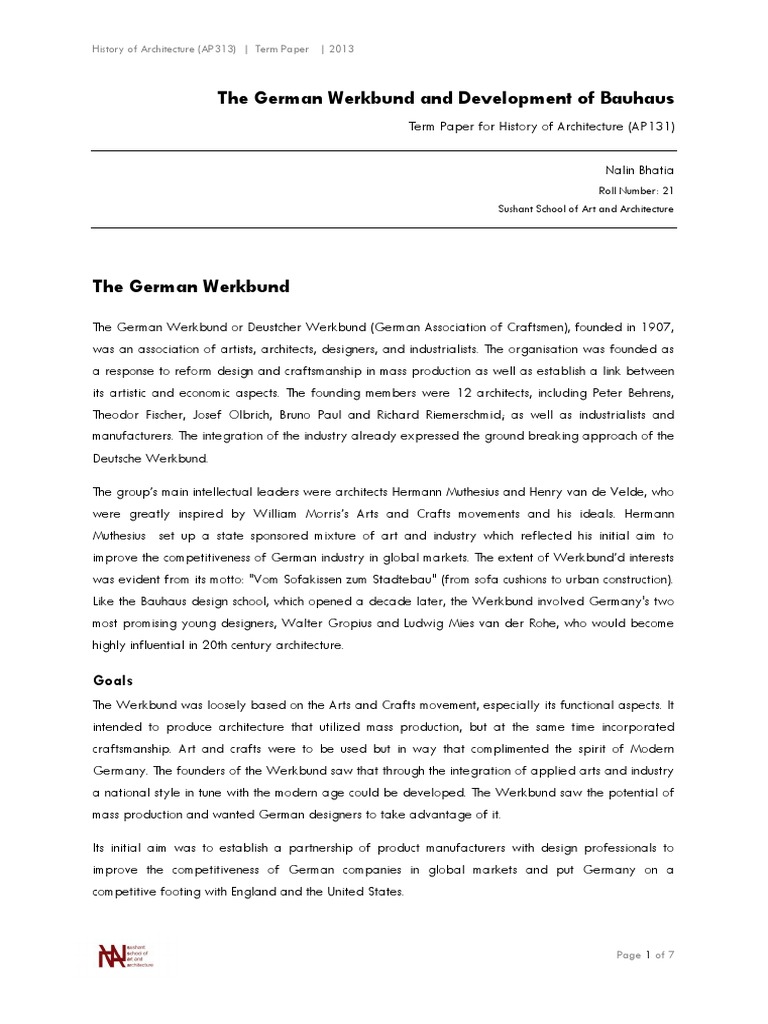 German Werkbund and Bauhaus Evolution | PDF | Arts And Crafts Movement ...