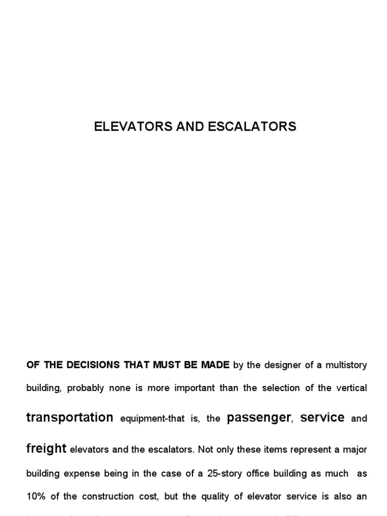 Elevators and Escalators | PDF | Escalator | Elevator
