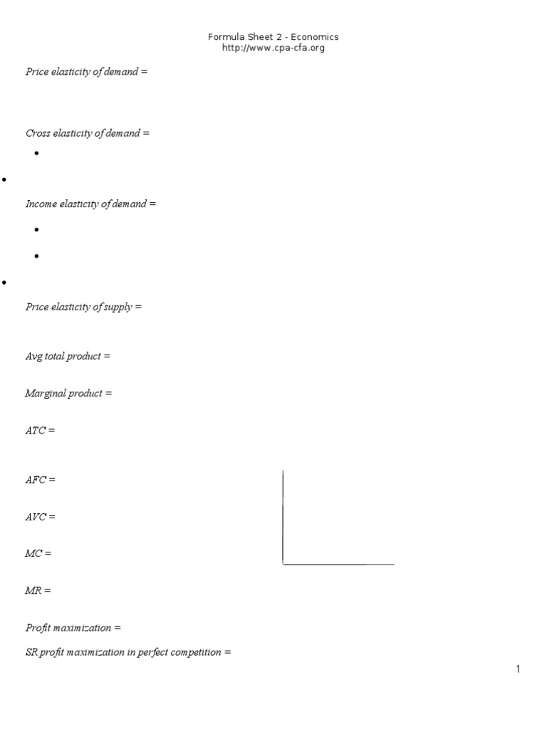 Economics Formula Reference Sheet | PDF | Inflation | Economics