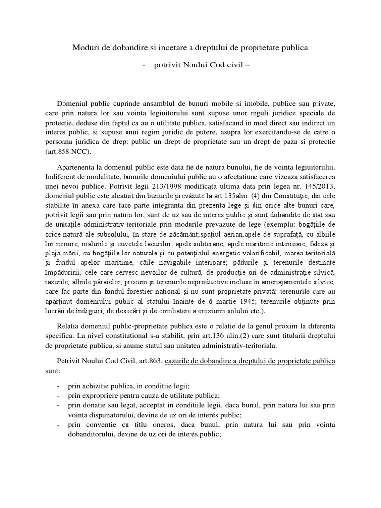 Moduri de Dobandire Si Incetare A Dreptului de Proprietate Publica | PDF