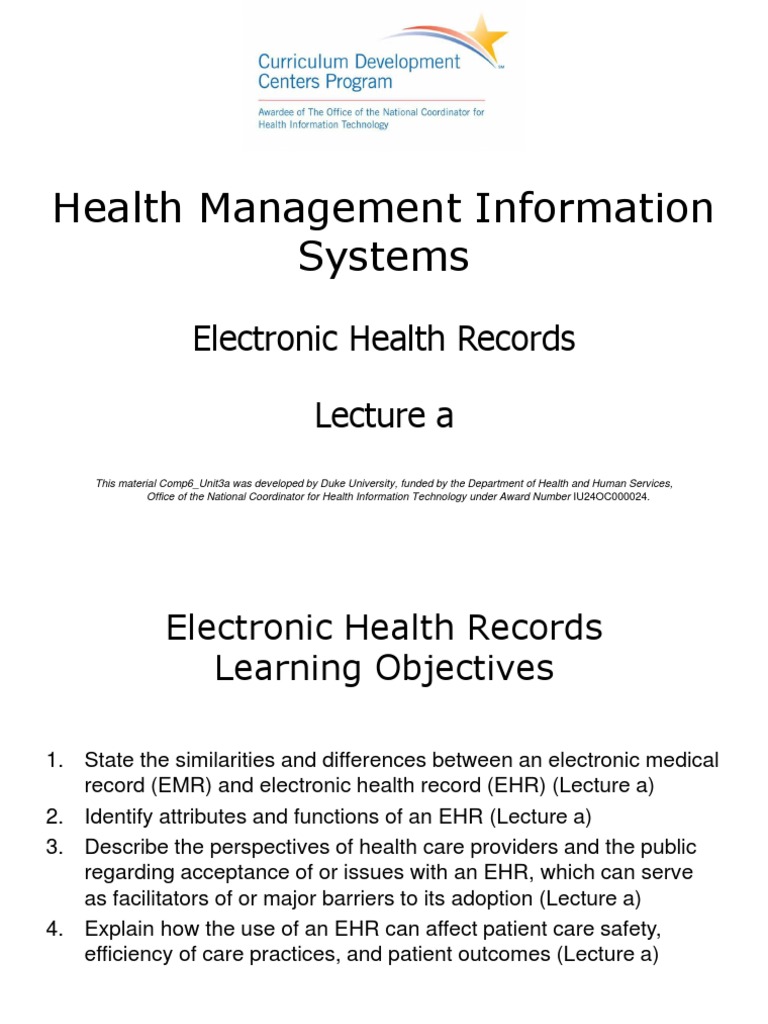 Comp6 Unit3a Lecture Slides | PDF | Electronic Health Record | Health ...