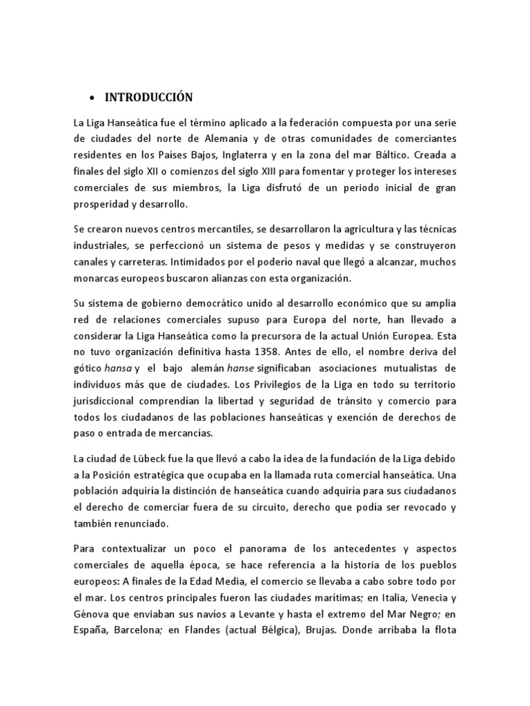 Historia de la Liga Hanseática | PDF | Viajes y turismo | Historia