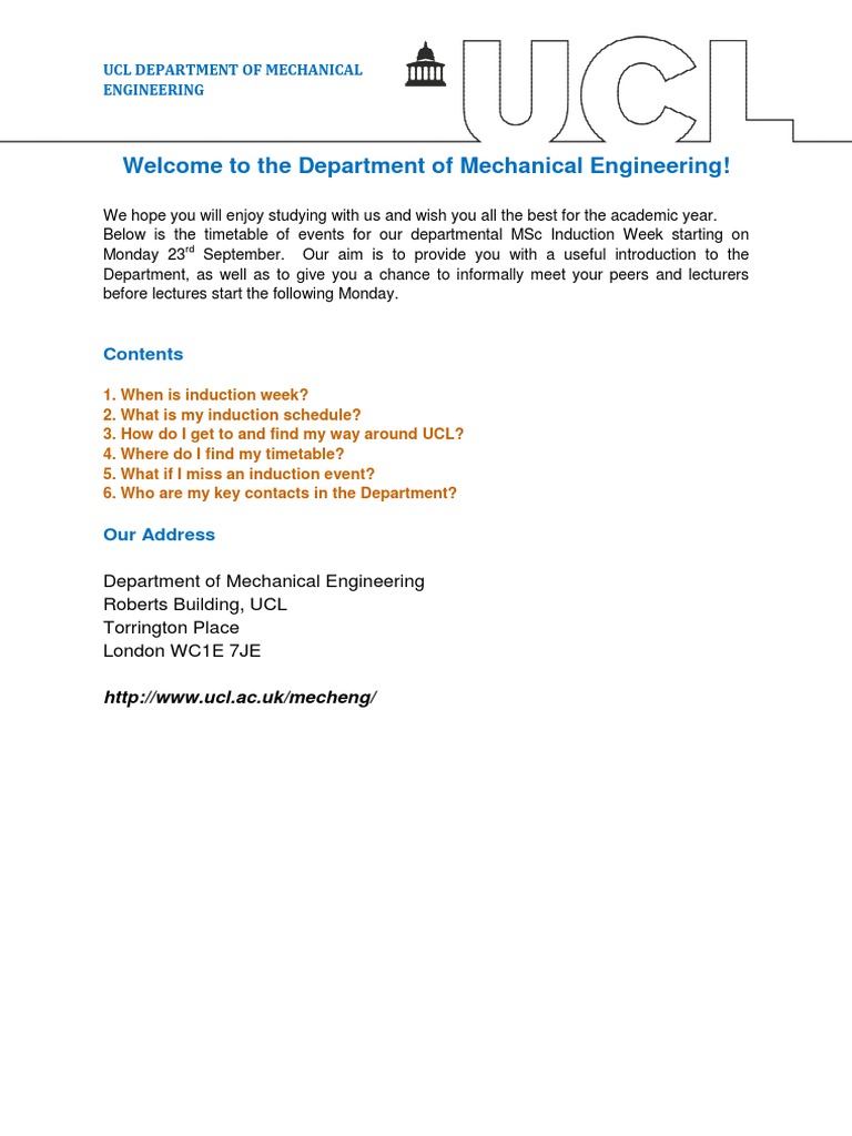 Induction Week | Download Free PDF | University College London | Libraries