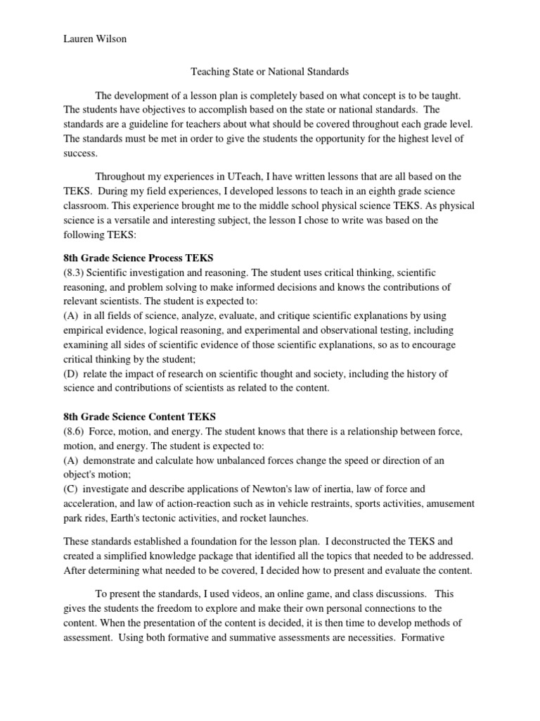 Middle School Science Lesson Plan | PDF | Critical Thinking ...