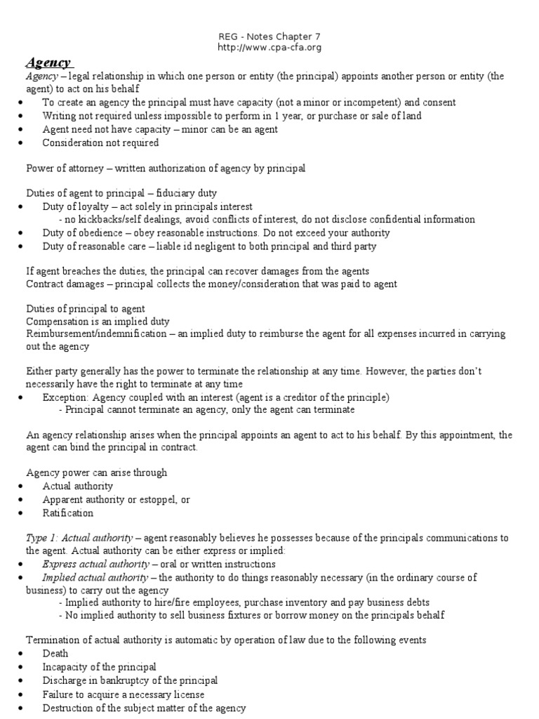 Notes Chapter 7 REG | PDF | Law Of Agency | Securities Act Of 1933