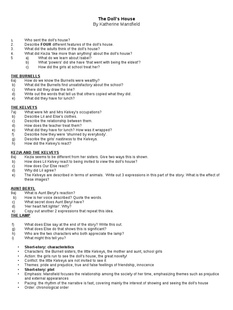 The Doll's House Reading Questions | PDF | Language Arts & Discipline