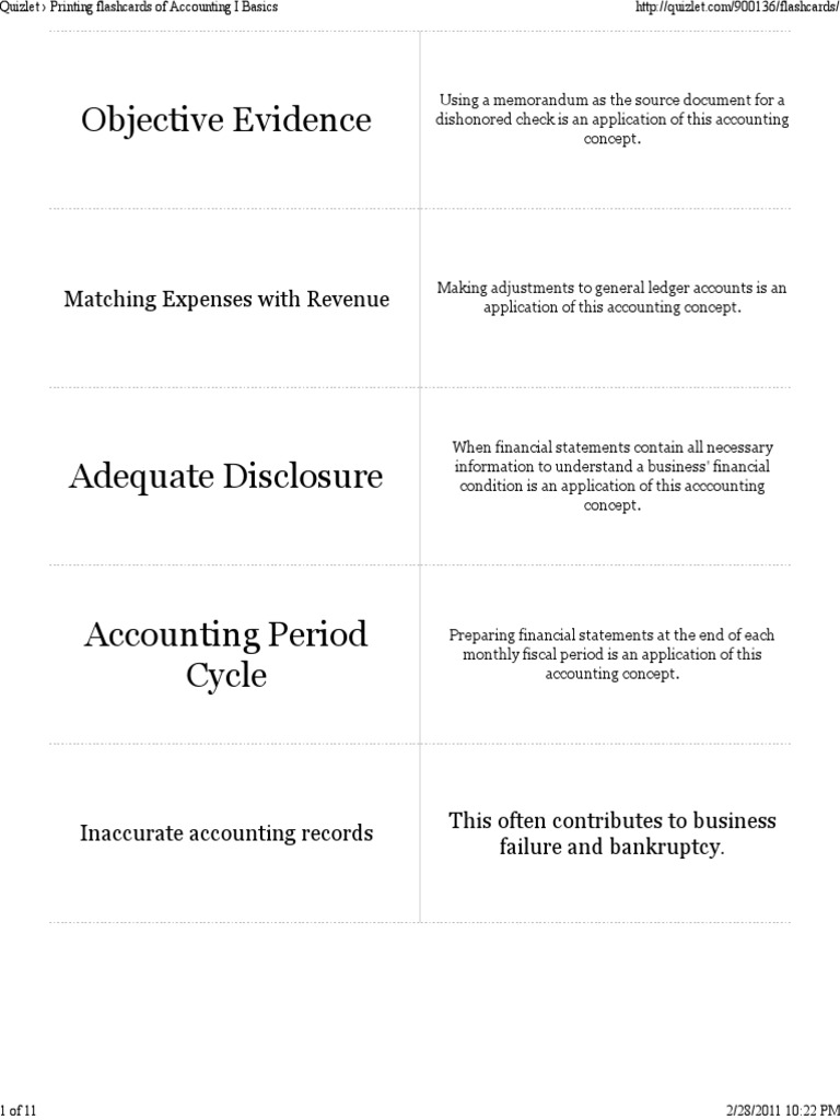 233 Printing Flashcards of Accounting I Basics) | PDF | Debits And ...