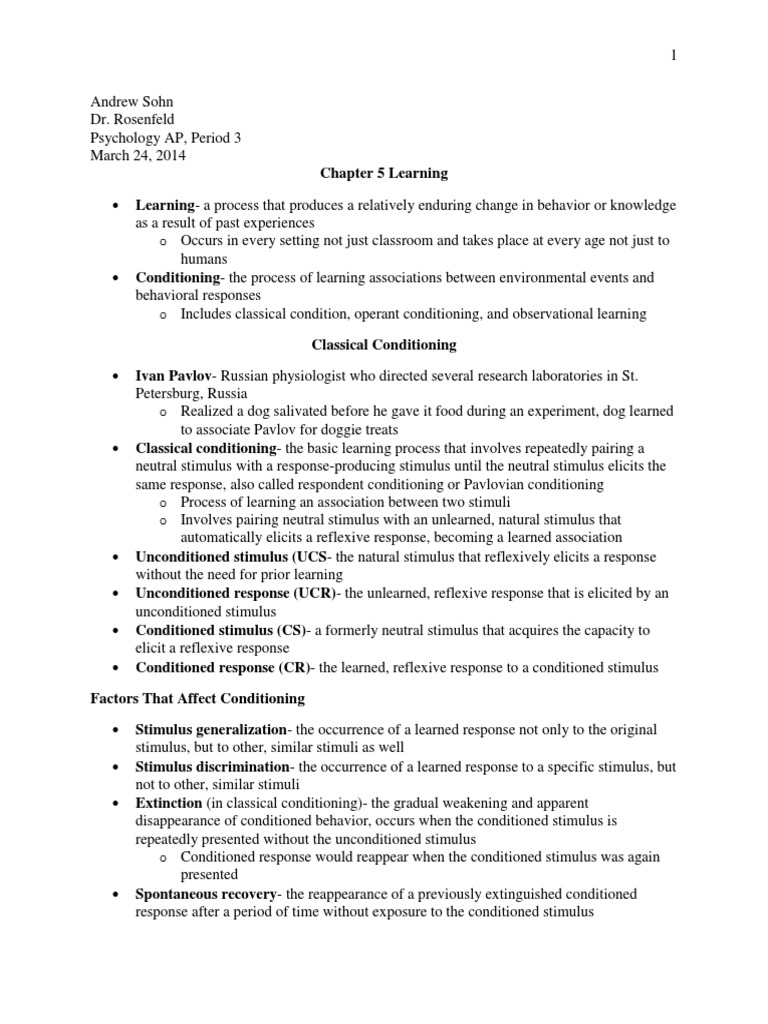 Psychology Learning | PDF | Classical Conditioning | Reinforcement
