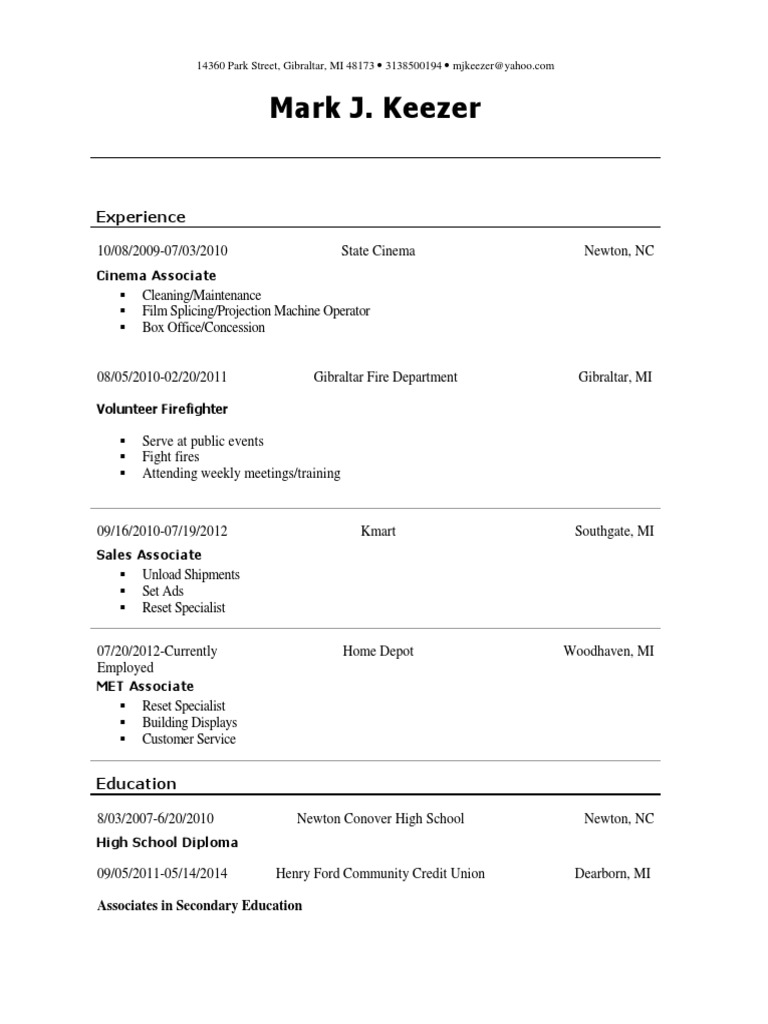 Mark Keezer's Work Experience & Education | PDF | Business