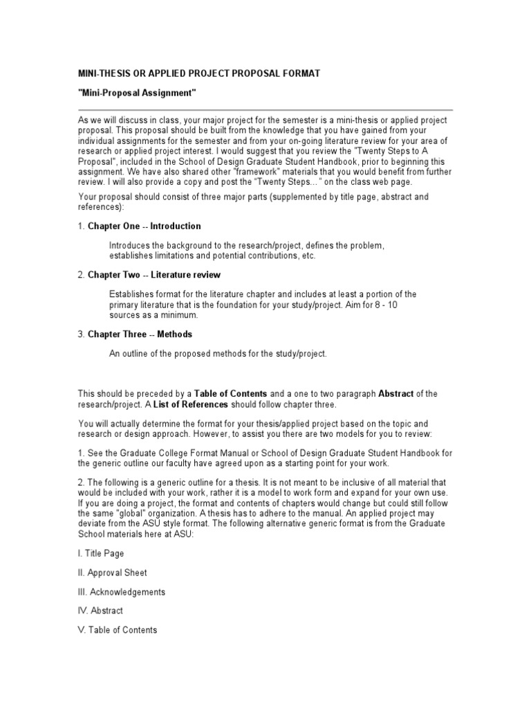 Mini Proposal Guidelines | PDF | Thesis | Literature Review