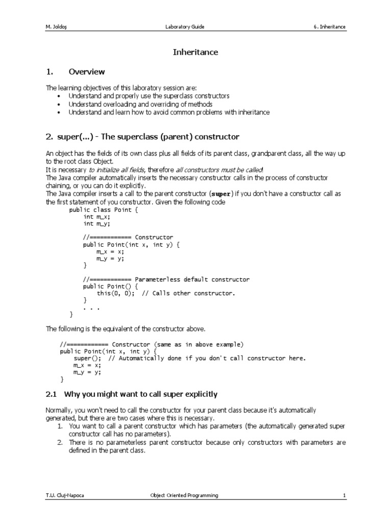 Inheritance 1 To Initialize All Fields All Constructors Must Be Called Download Free Pdf