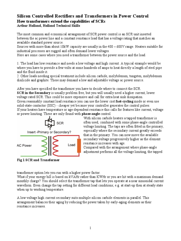 Silicon Controlled Rectifiers and Transformers in Power Control | PDF | Transformer | Physical ...