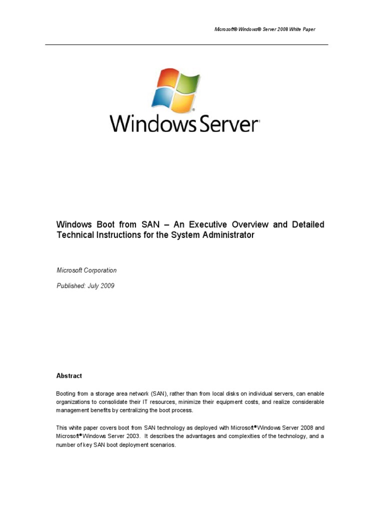 Boot From SAN Guide For Windows | PDF | Booting | Bios