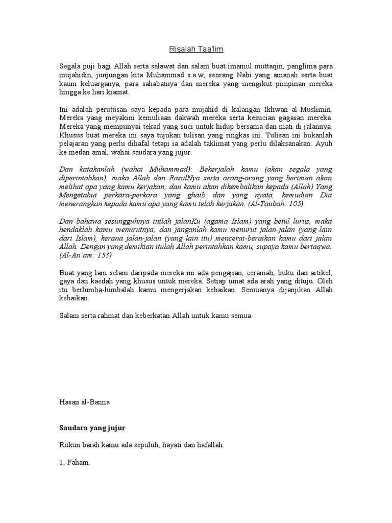Risalah Taalim | PDF